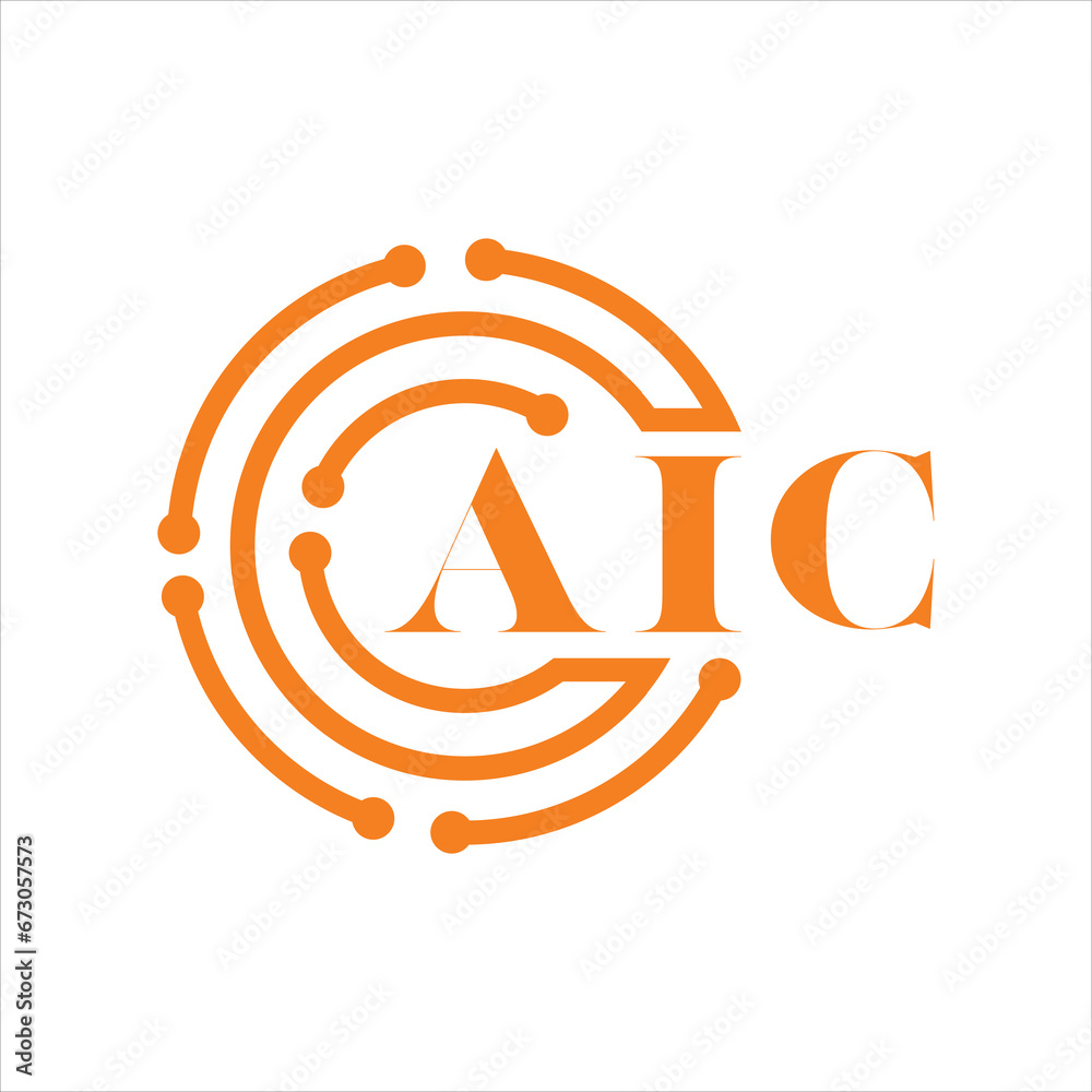 AIC letter design.AIC letter technology logo design on white background ...