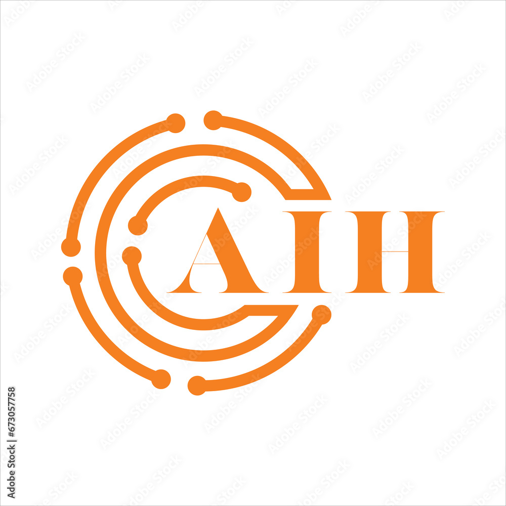 AIH letter design.AIH letter technology logo design on white background ...