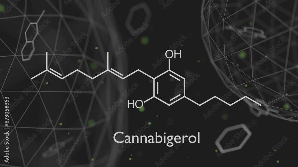 Cannabigerol or CBG molecular structural chemical formula. Futuristic ...