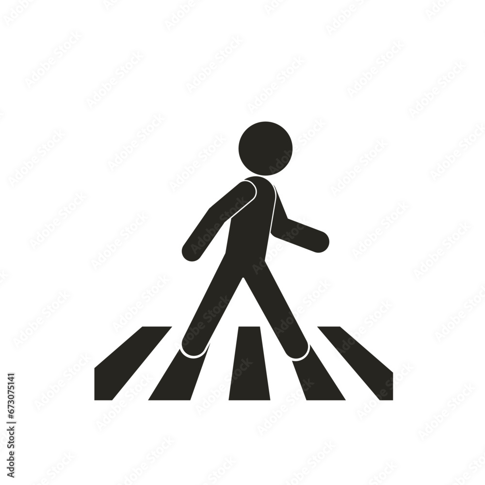 Isolated black pictogram man walking on walk lane, for cross walk of ...