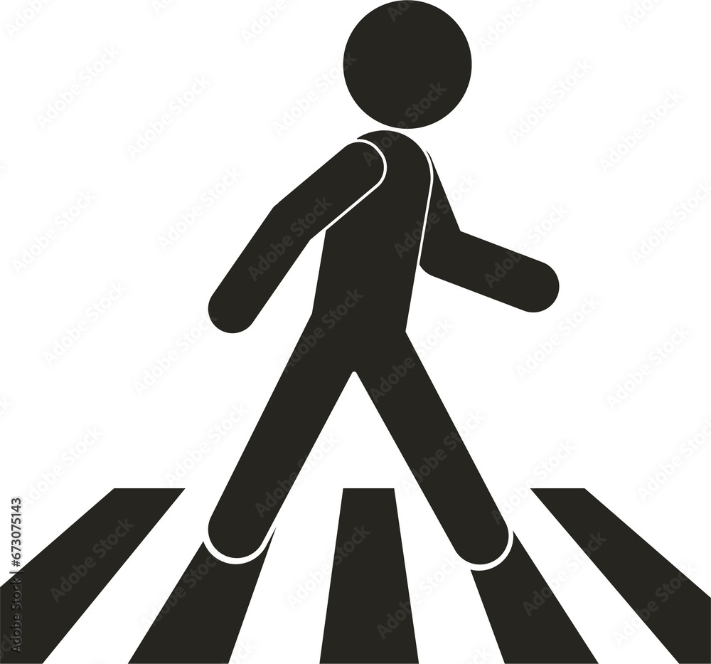 Isolated black pictogram man walking on walk lane, for cross walk of ...