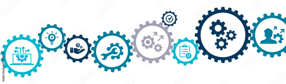 Automation banner vector illustration with the icons of repeatability ...