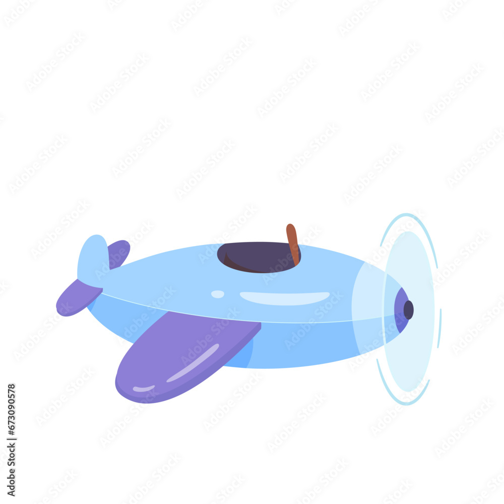 Cartoon airplane vector illustration. Air flight travel. Cute blue kids ...