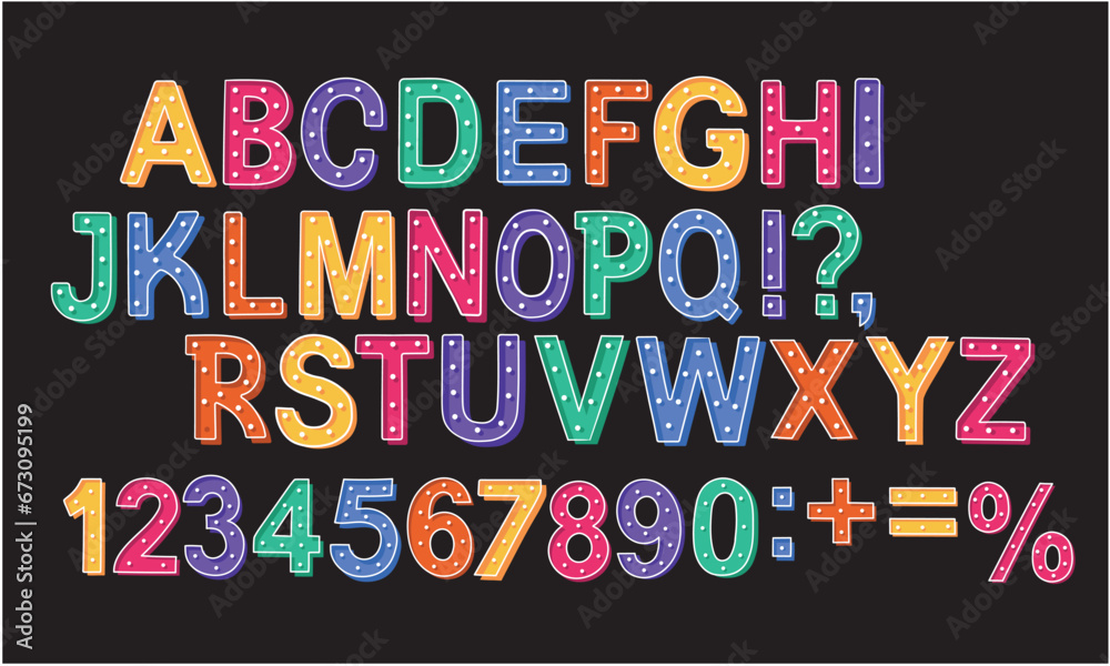 Vector font and alphabet. display kids font, Abc, english letters and ...
