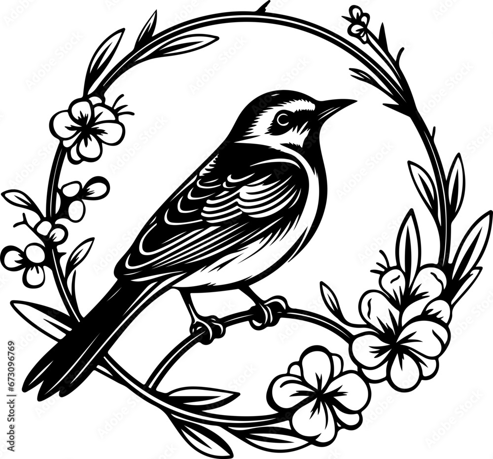 Vetor de Bird with Wreath SVG, Bird Wreath SVG, Bird SVG, Wreath svg ...