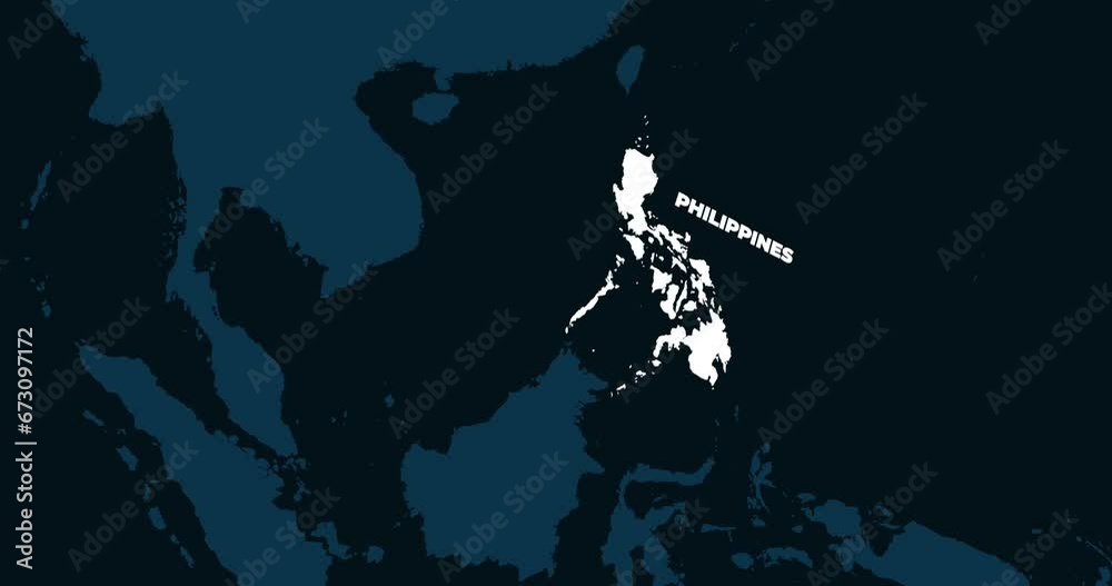 World Map Zoom In To Philippines. Animation in 4K Video. White ...