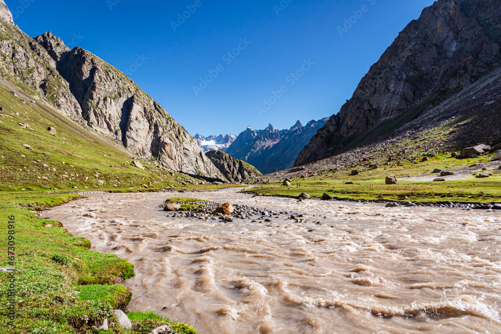 View enroute to Hampta pass hiking trail near 'shea goru' camp site in ...