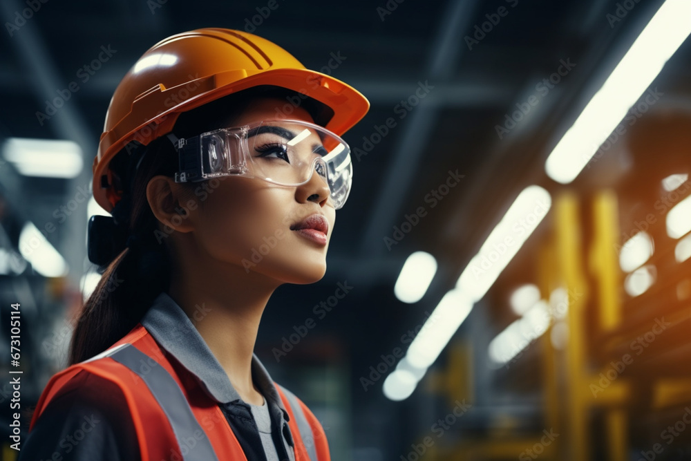 Portrait asian female Professional engineering wearing uniform and ...