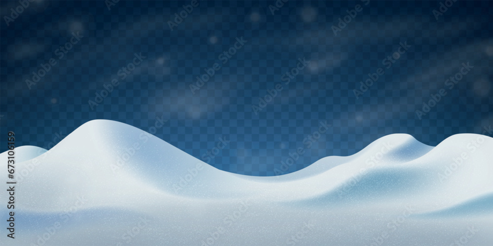 Snow ground. Winter 3d background, ice mountain or pile, snowdrift ...