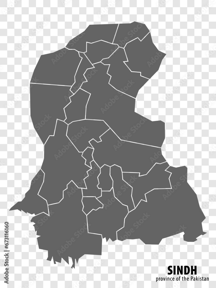 Blank map Sindh of Pakistan. High quality map Province of Sindh with ...