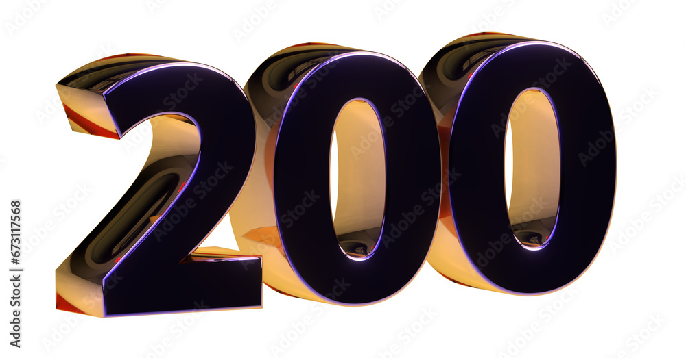 200 plakative gold schwarze metallische 3D-Zahl, zweihundert, Euro ...