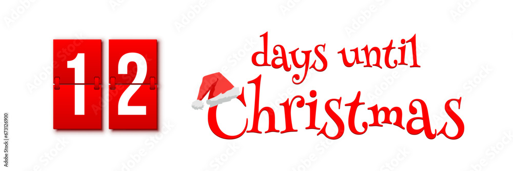 Vetor de Countdown of days until Christmas, advent calendar with flip numbers template vector ...