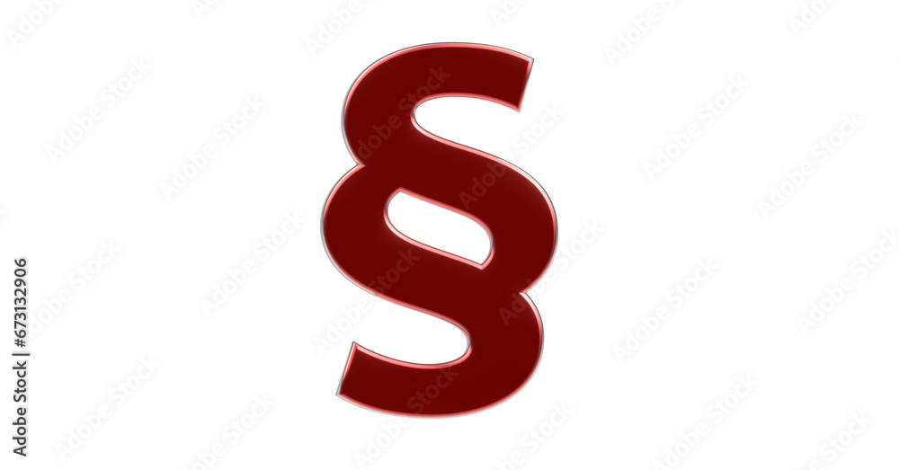 rotes plakatives exklusives Paragraphen Zeichen - 3D Zeichen, Symbol ...