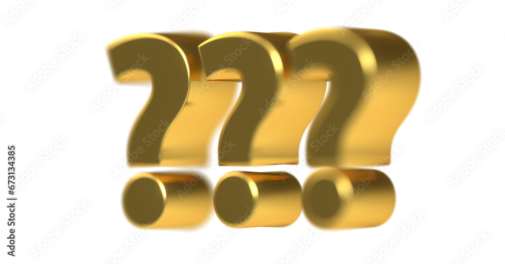 drei goldene exklusive plakative Fragezeichen 3D-Rendering, Frage ... drei goldene exklusive plakative Fragezeichen 3D-Rendering, Frage ...