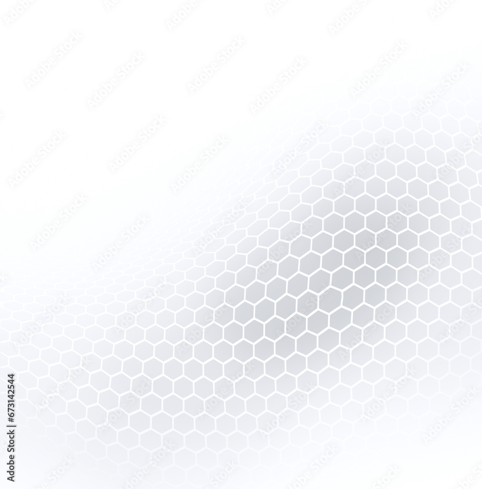Rounded white hexagon grid pattern on light gray shape on white ...