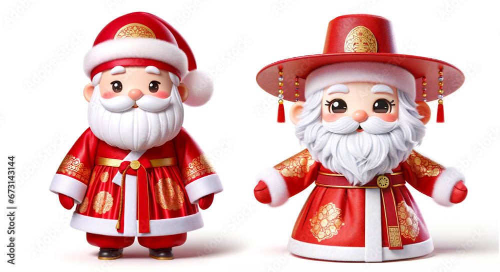Santa Claus dressed in a traditional Korean costume, known as 'hanbok ...
