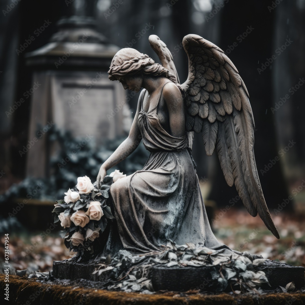 Image with background and place for caption and fragment of tragic sad ...