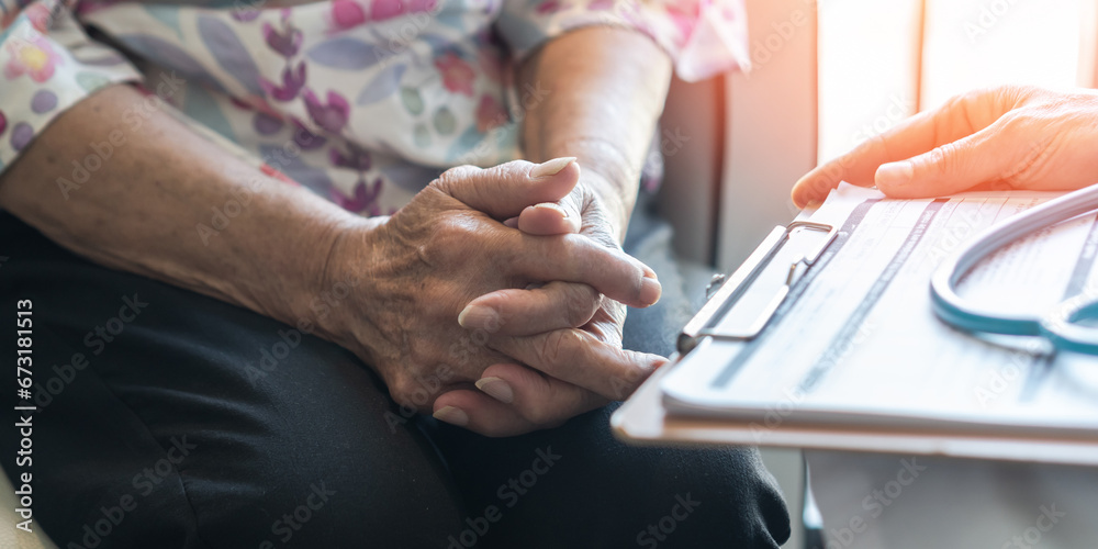 Elderly senior, old menopause elder woman patient having geriatric ...
