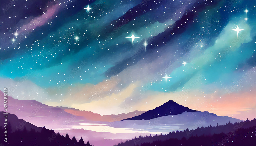 Abstract colorful under starry sky background aesthetic remixed media ...