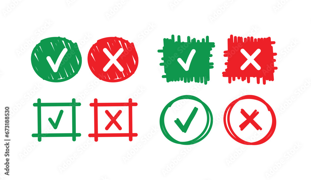 approval and cancellation signs. yes and no symbols. positive and ...