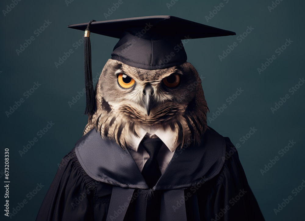 Owl in a graduation cap. Concept of education, knowledge, preparation ...