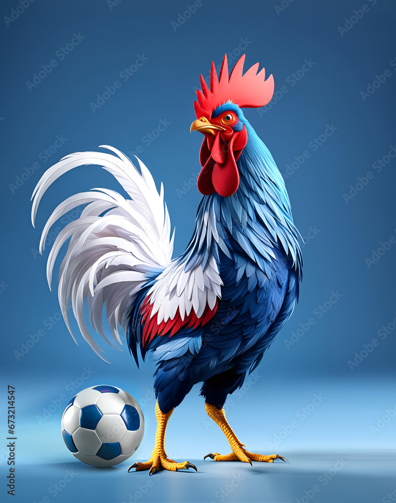 Coq tricolore bleu blanc rouge, mascotte sportive de l'équipe de France ...
