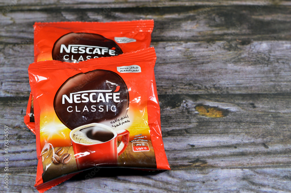 Cairo, Egypt, November 4 2023: Nescafe classic sachet, Nescafé is a ...