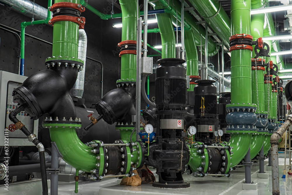 Industrial interior chiller and boiler HVAC heating ventilation air ...