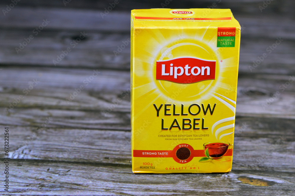 Giza, Egypt, November 4 2023: Lipton black dust tea, strong natural ...