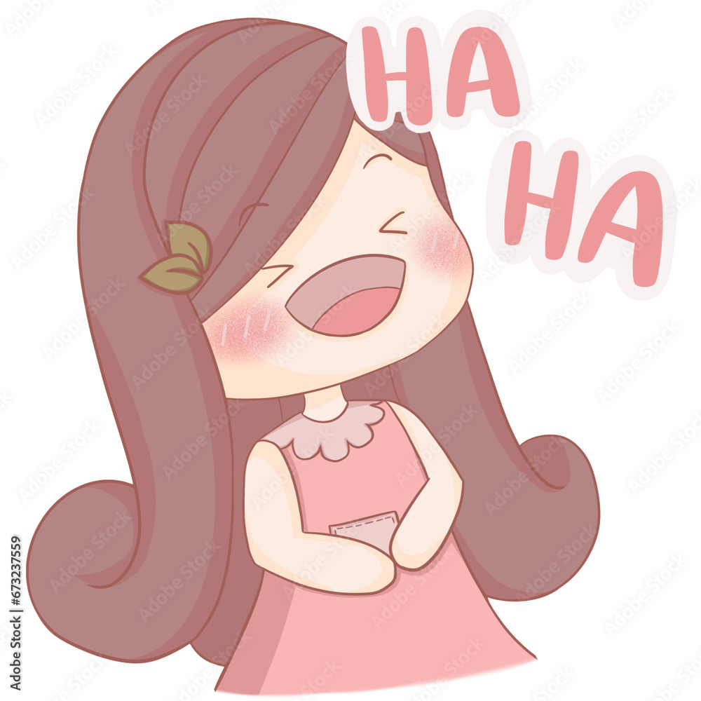 pink little girl laugh Stock Illustration | Adobe Stock
