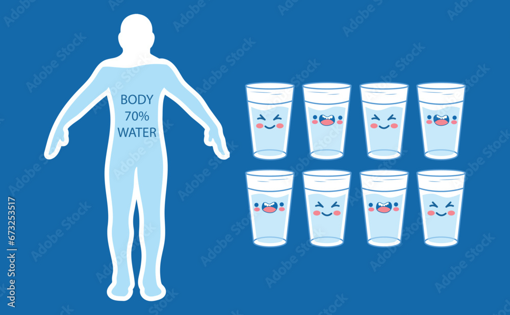 Drink more body water infographics natural sources vector symbols stock ...