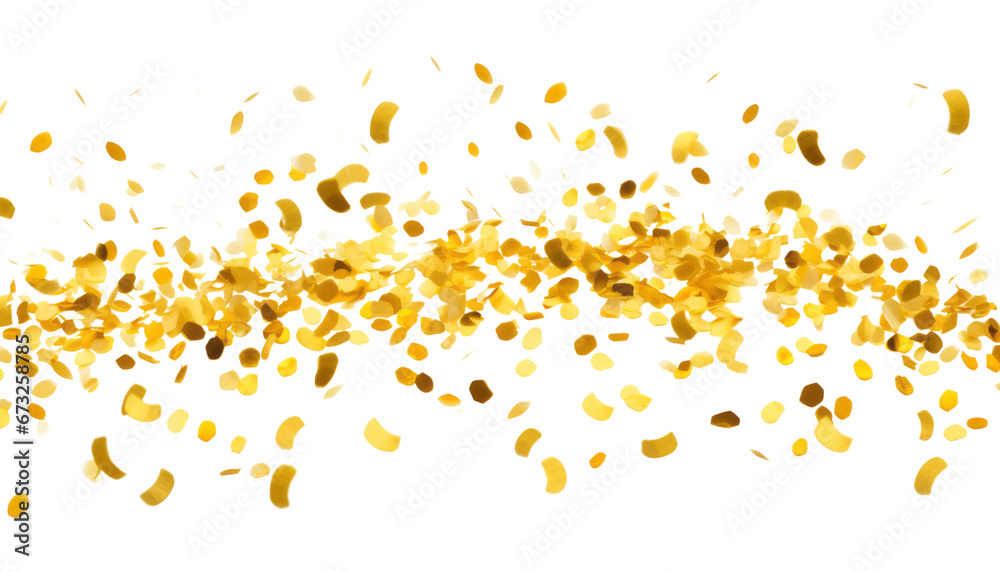 flying gold confetti isolated on transparent background cutout Stock ...