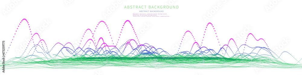 Abstract background color graph from wavy lines from color sphere in audio noise. Technology ...