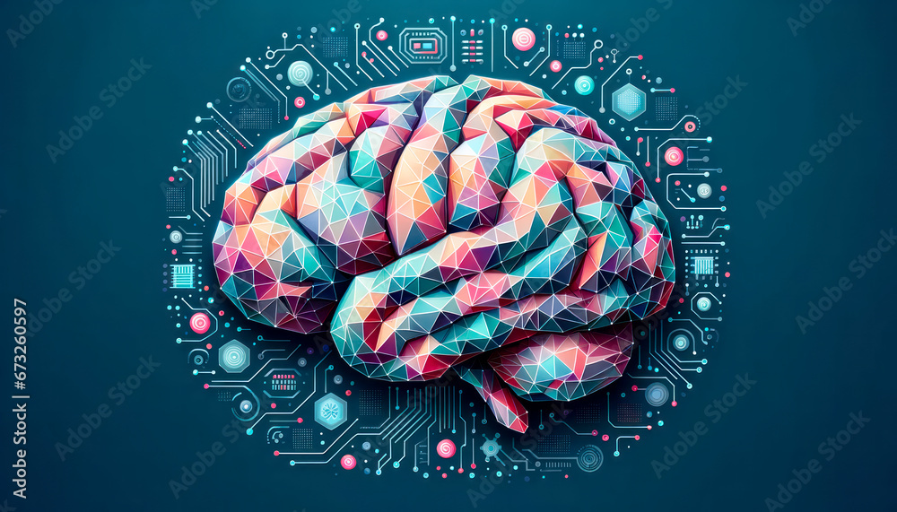 Human brain with circuit board background. Artificial intelligence and ...