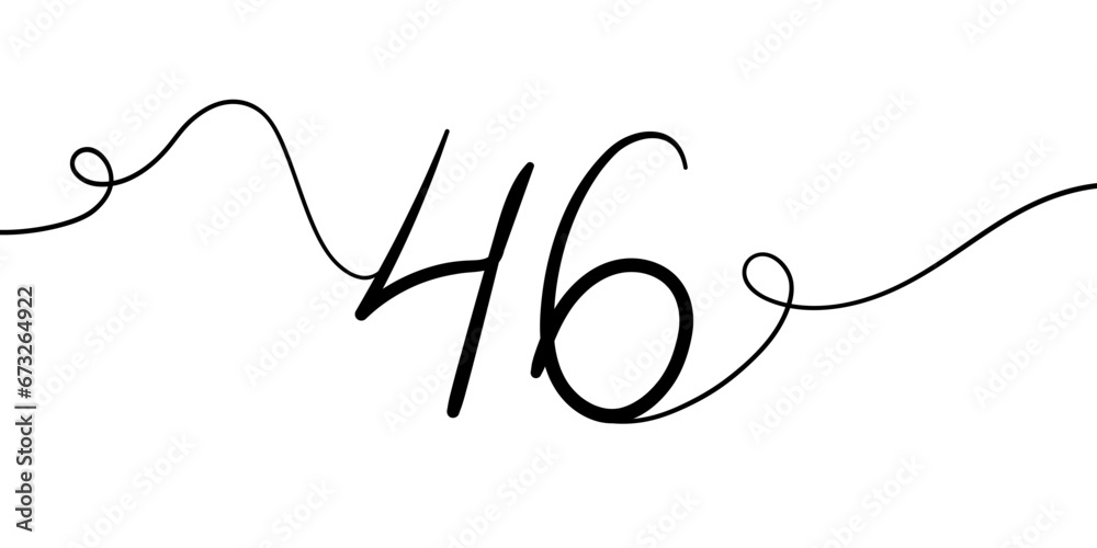 Number 46 line art drawing on white background. Anniversary 46th ...
