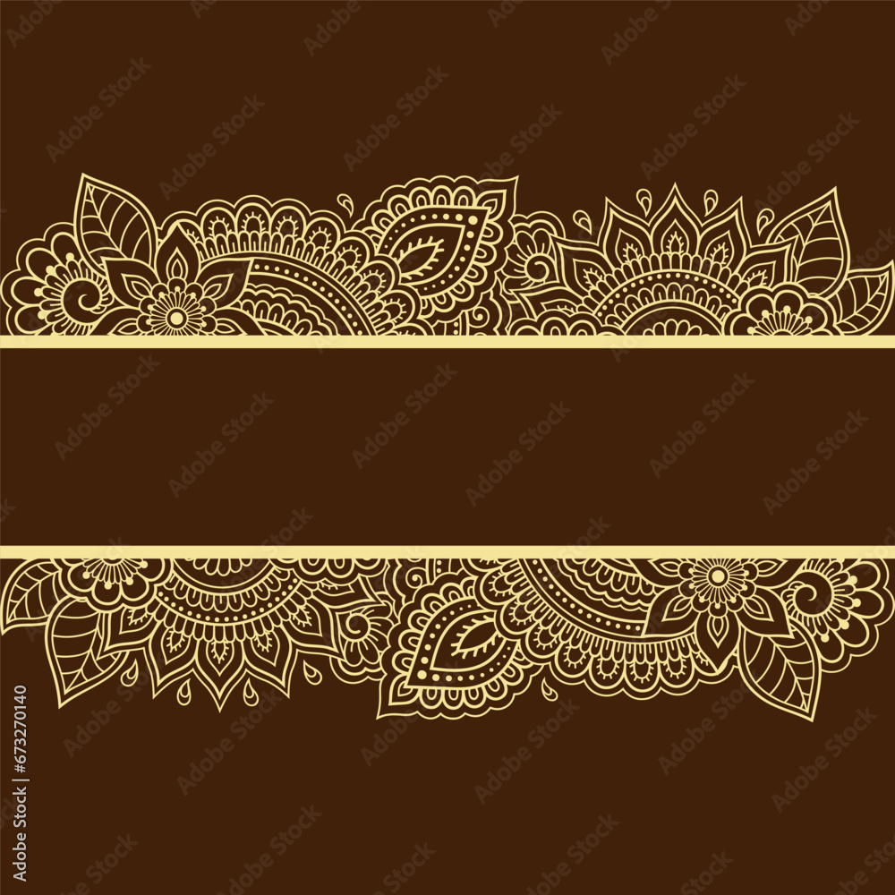 Frame in eastern tradition. Stylized with henna tattoos decorative ...