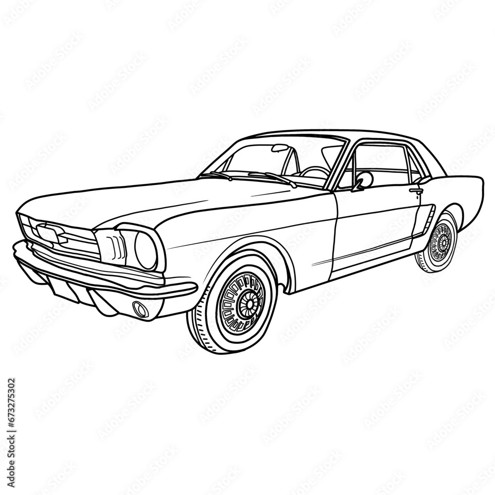 Vector illustration of Vintage Classic Car line art, Classic or vintage ...