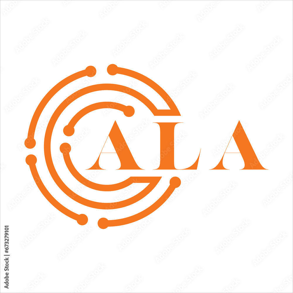 ALA letter design.ALA letter technology logo design on white background ...
