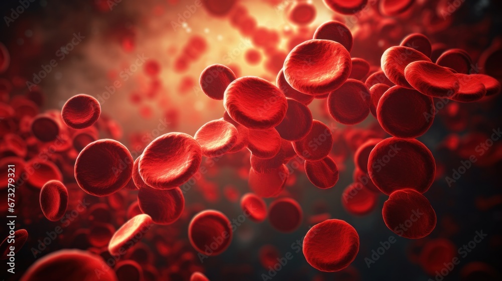 Red blood cells. Circulation of hemoglobin through vessels. Blood ...