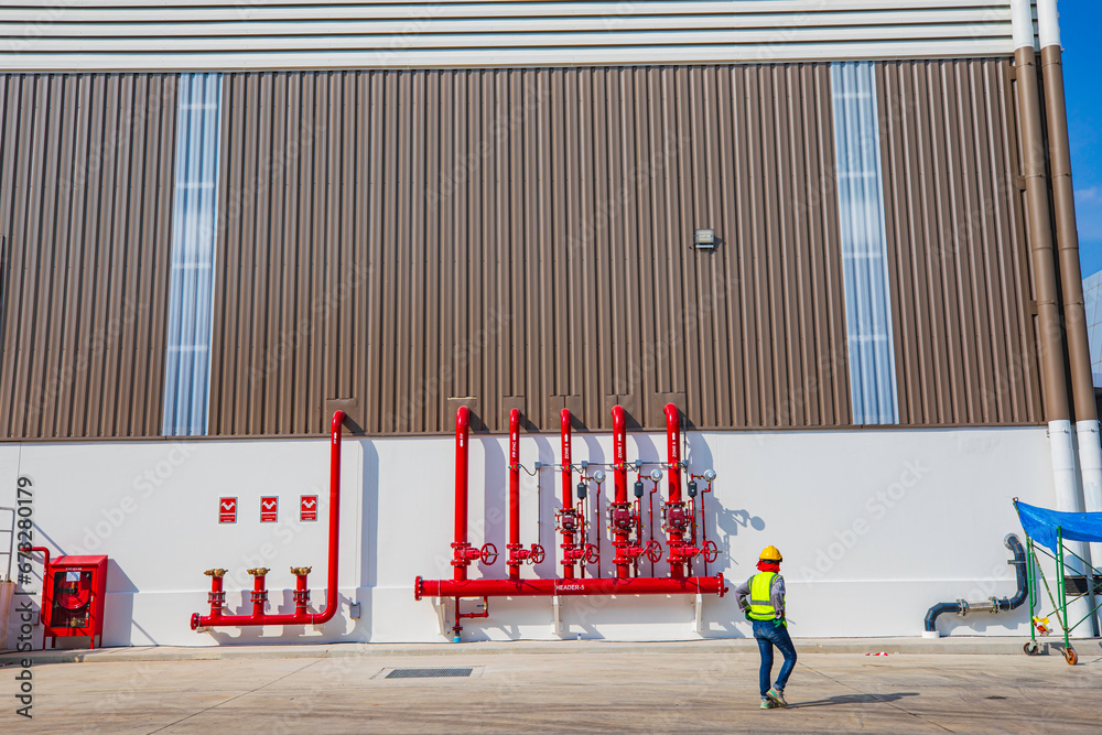 Industrial fire pump station for water sprinkler piping and fire alarm ...