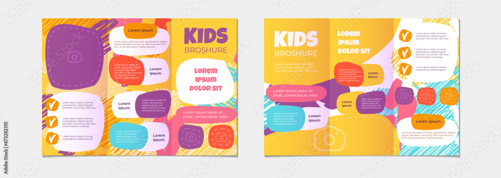 Cute creative kids multi colored cover design for advertising brochure ...