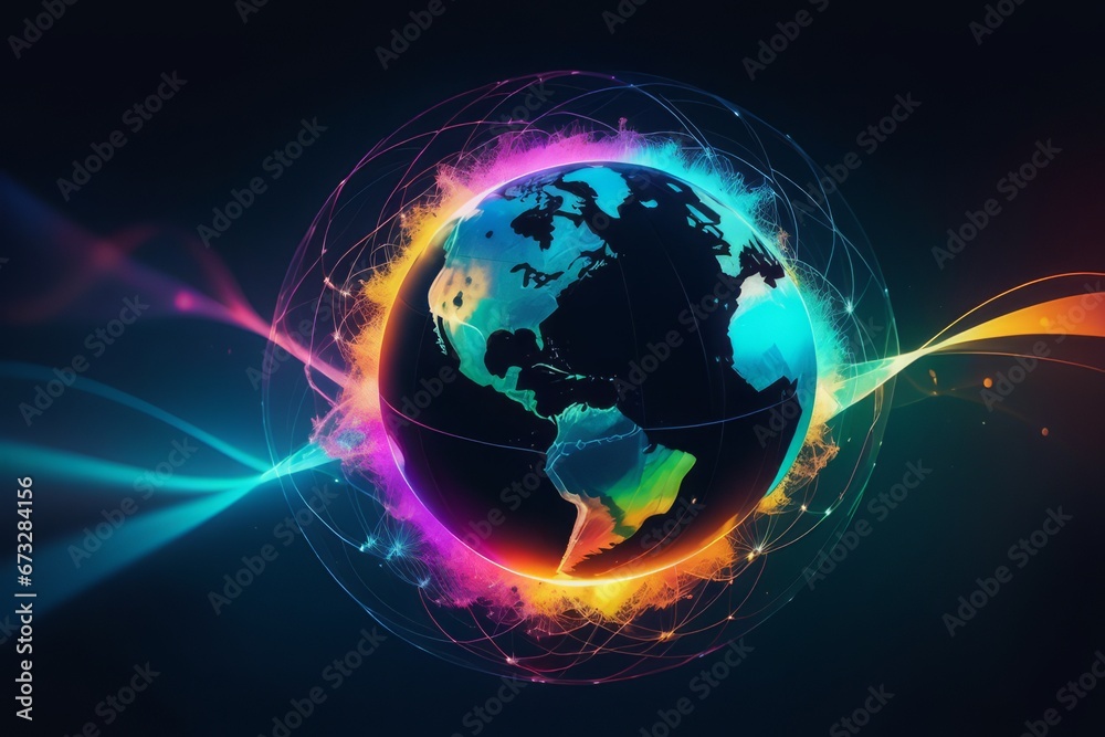world globe with glowing lights and glowing dots, abstract background ... world globe with glowing lights and glowing dots, abstract background ...