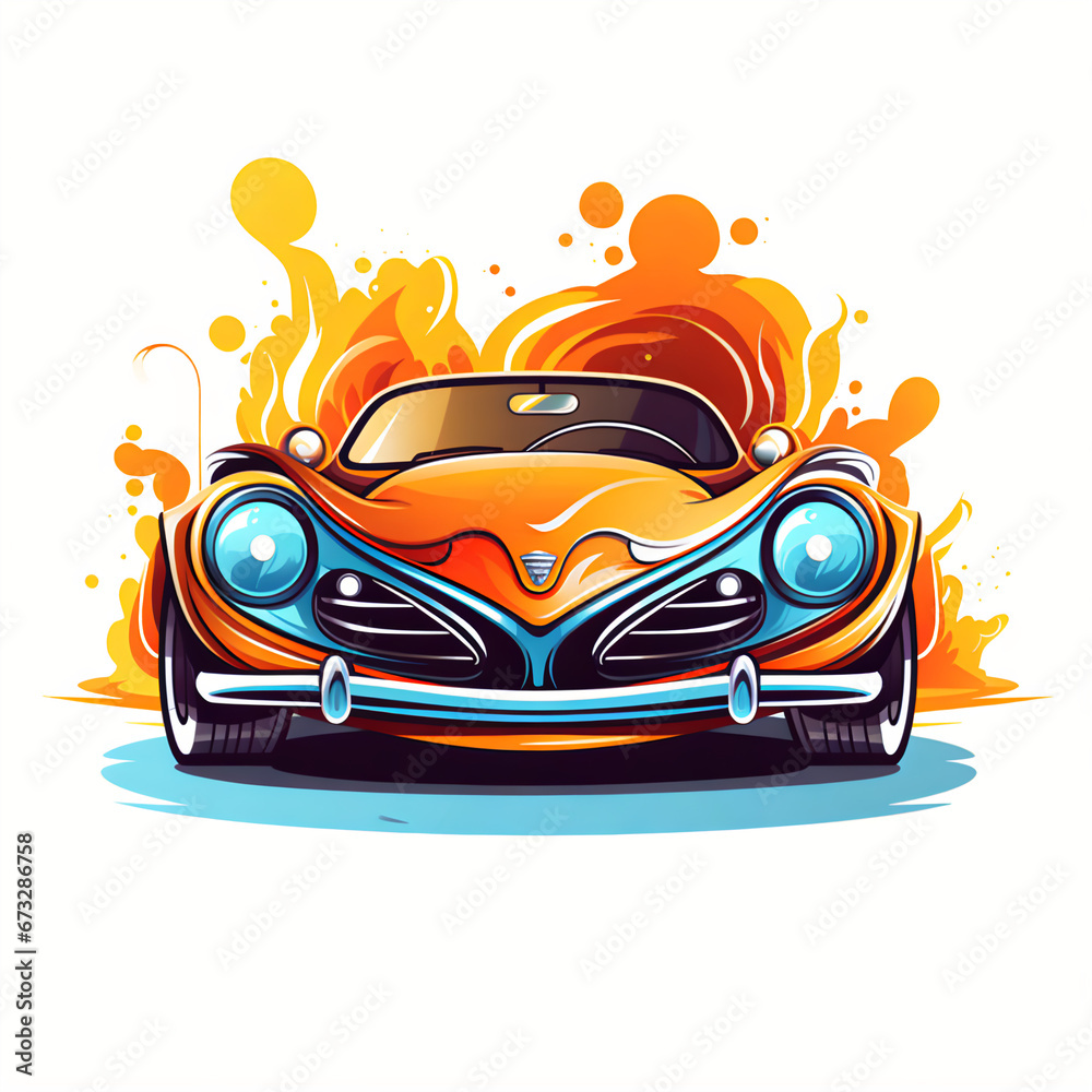 Playful Cartoon-Style Car Logo with Vibrant Colors and Soft Shadows ...
