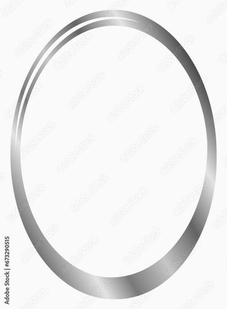 Silver oval metal frame isolated on white. Vector frame for photo ...