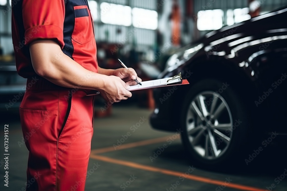 Mechanical checklist and vehicle inspection at the garage Auto car ...
