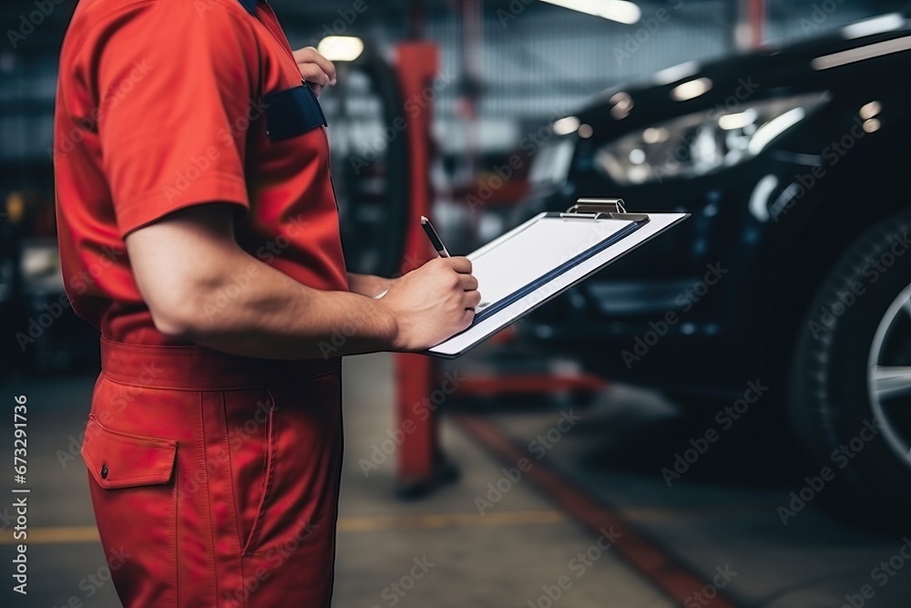Mechanical checklist and vehicle inspection at the garage Auto car ...