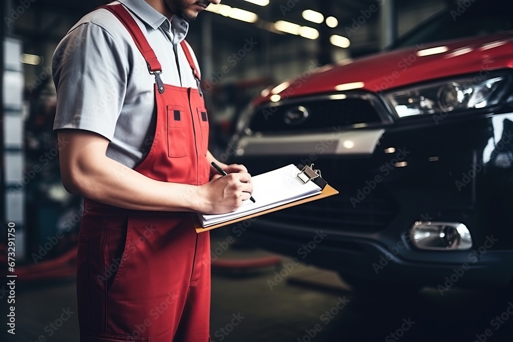 Mechanical checklist and vehicle inspection at the garage Auto car ...