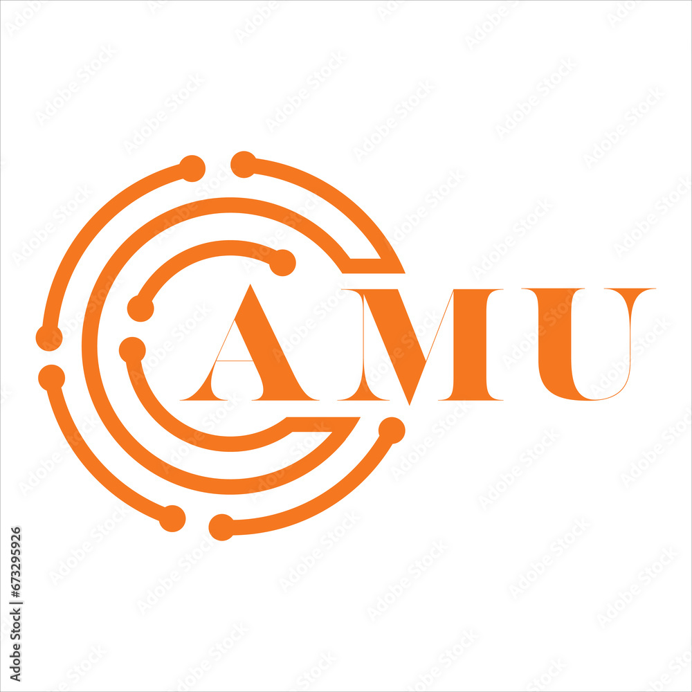 AMU letter design.AMU letter technology logo design on white background ...
