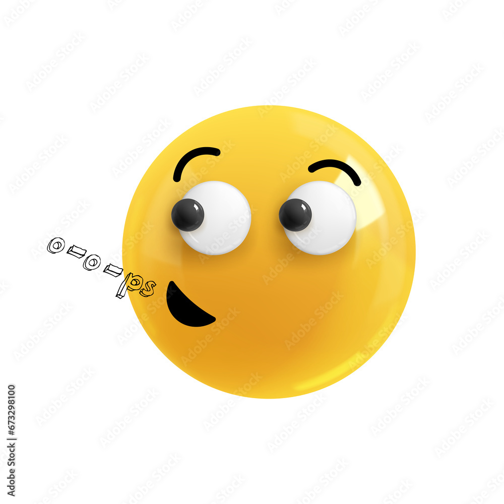 Emoji face messed up oops. Realistic 3d design. Emoticon yellow glossy ...