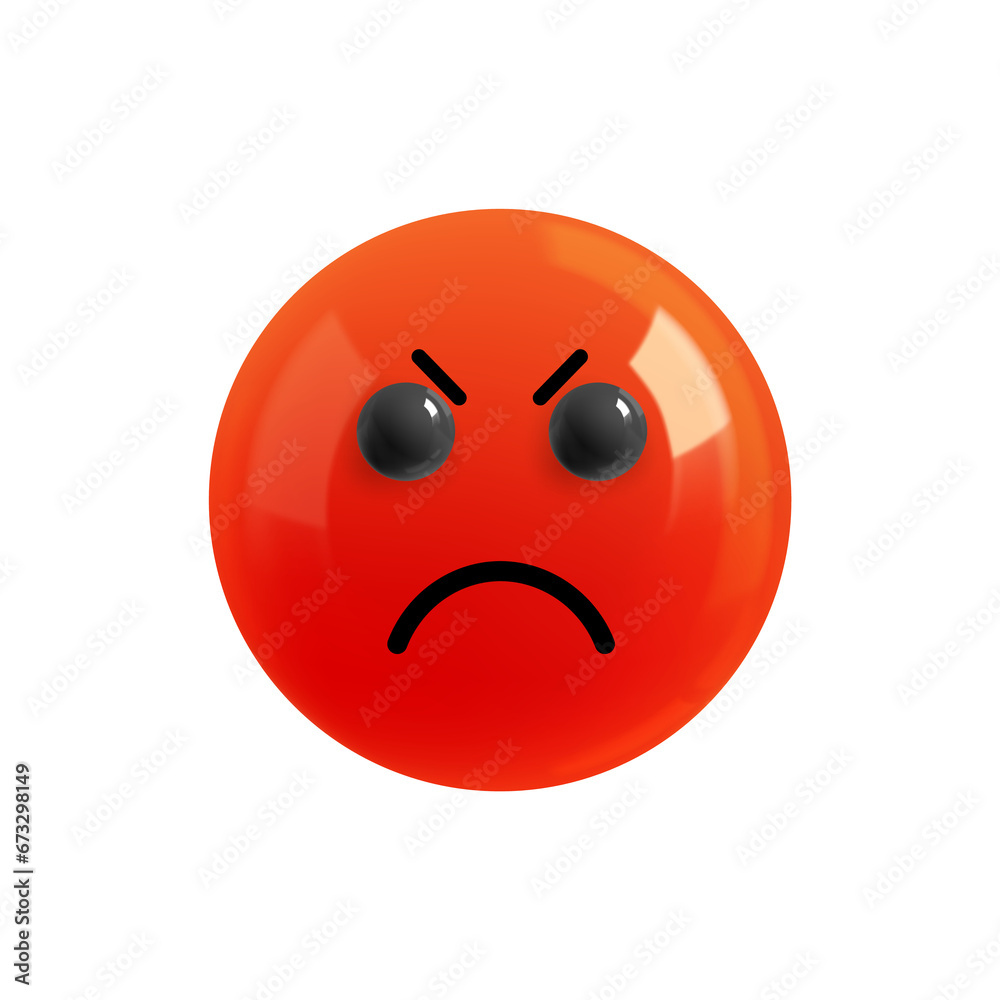 Emoji face very angry. face Emotion Realistic 3d Render. Icon Smile ...